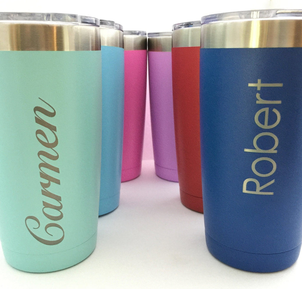 Personalized Powder Coated Tumbler 20oz Engraved Double Wall Insulated