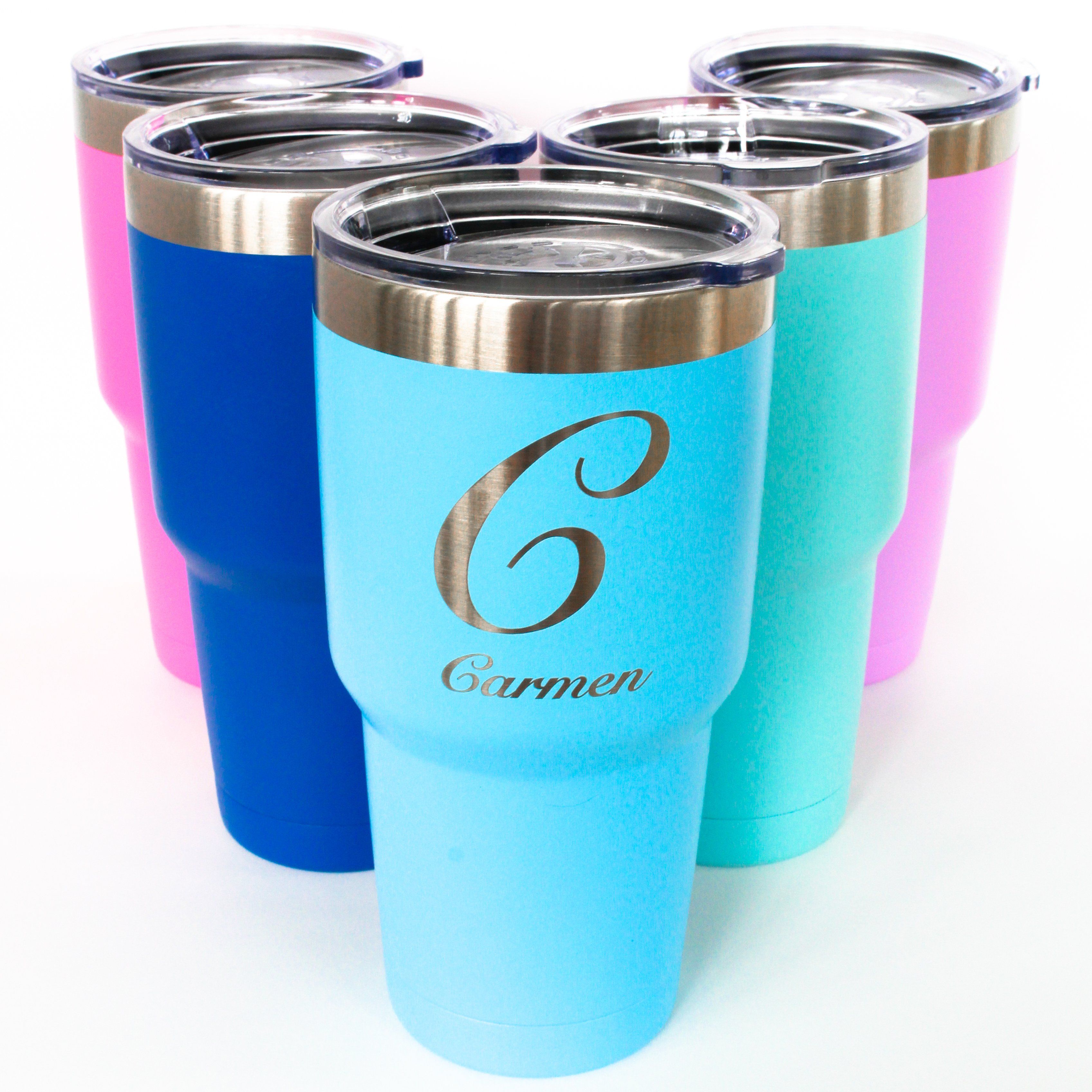 Personalized Powder Coated Tumbler 20oz Engraved Double Wall Insulated