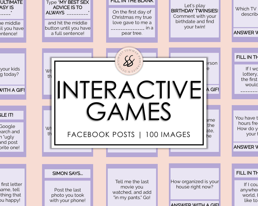 100 Facebook Interactive Posts Purple Sweet Summer Designs