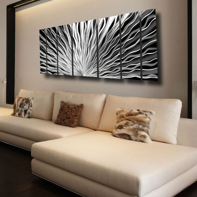 Unique Perspective 68x24 Large Silver Modern Abstract Metal Wall