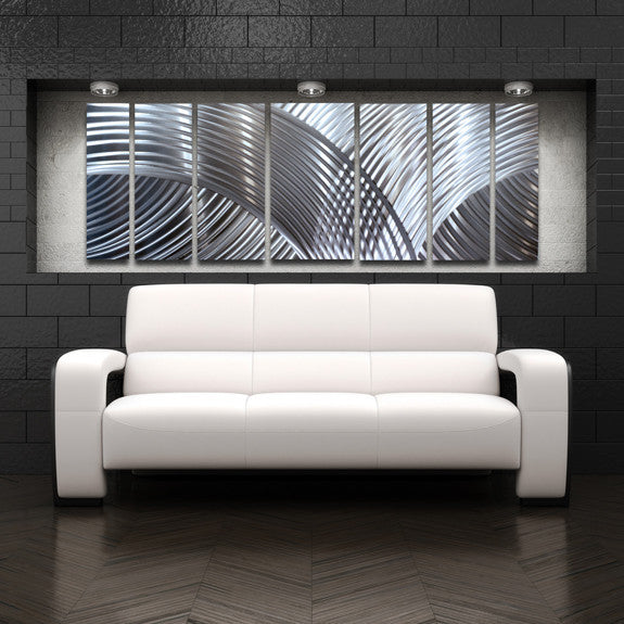 Unique Perspective 68x24 Large Silver Modern Abstract Metal Wall