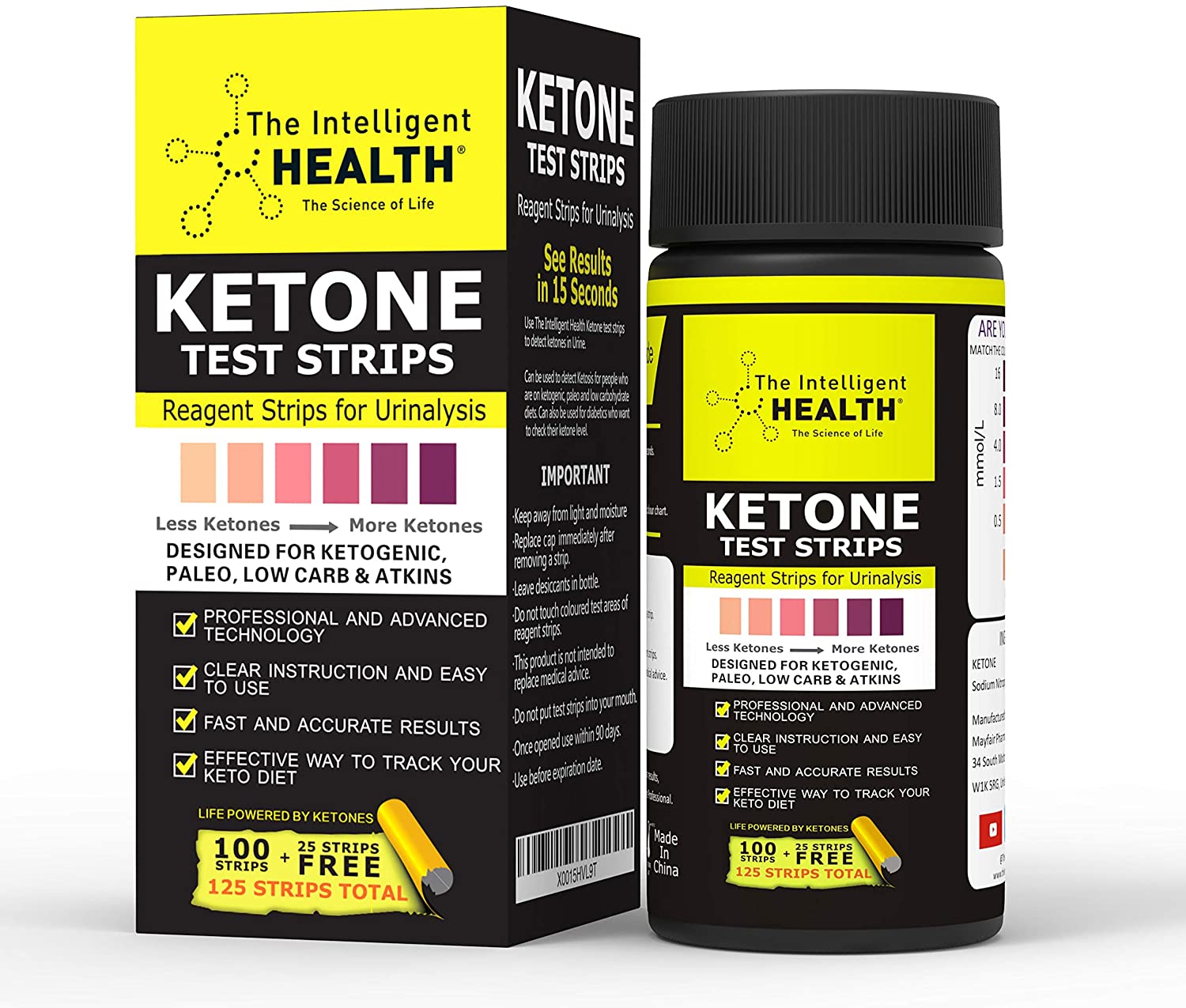 Ketone Test Strips Keto Urine Test Sticks 125 Strips Pack Ovilcare