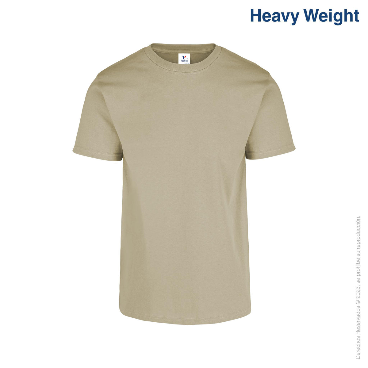 Mens Heavy Weight Crew Neck Short Sleeve T Shirt · 100 Cotton · Beig