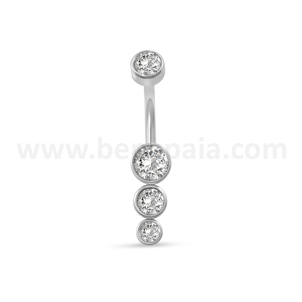 316l Surgical Steel Internally Threaded Belly Ring With Clusters
