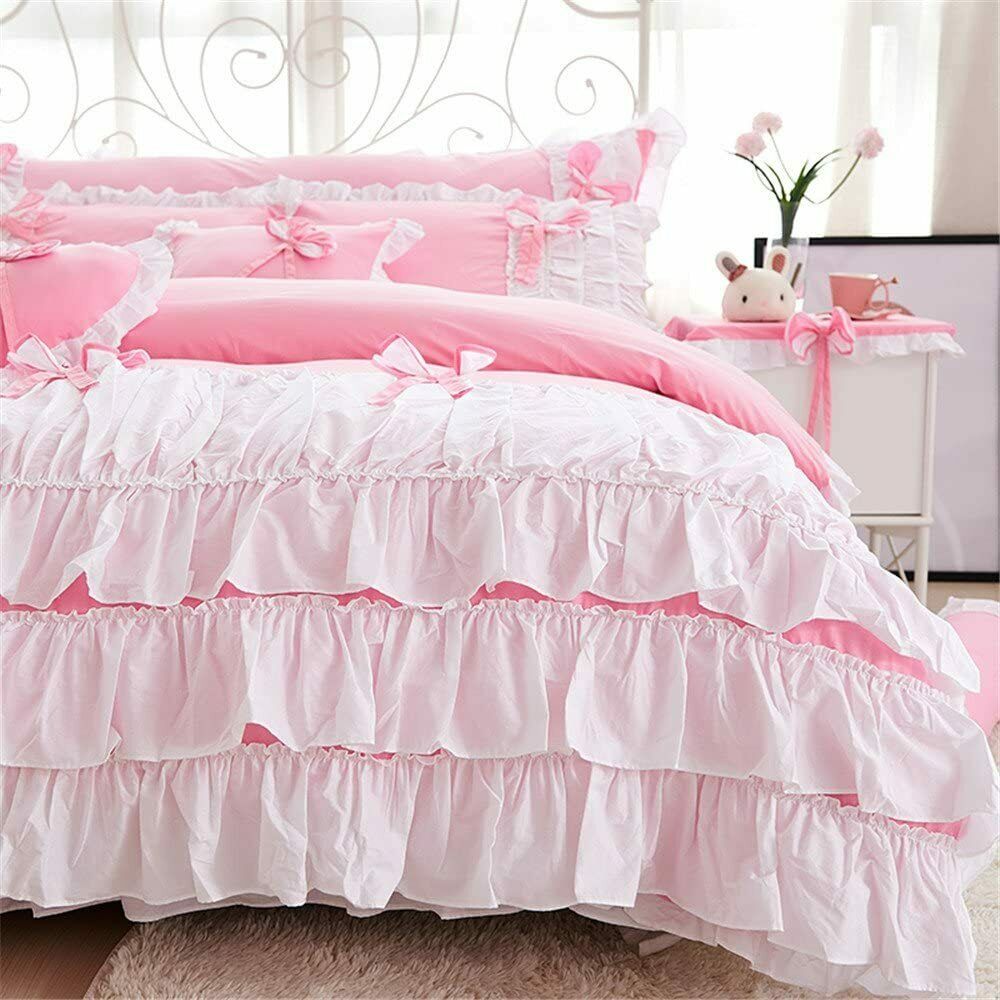 100 Pure Cotton Girls Princess Wind Skirt Ruffle Duvet Bedding Set