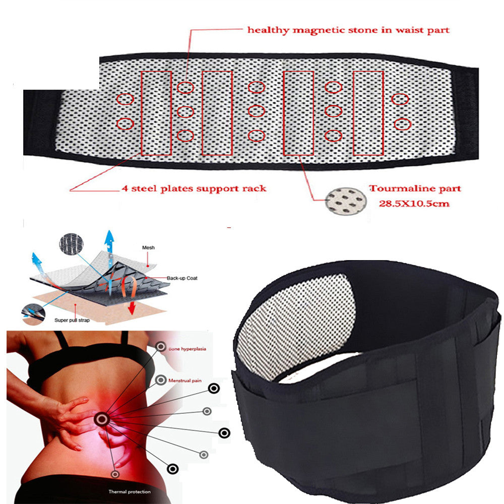 Adjustable Tourmaline Self Heating Magnetic Therapy Waist Belt Lumba