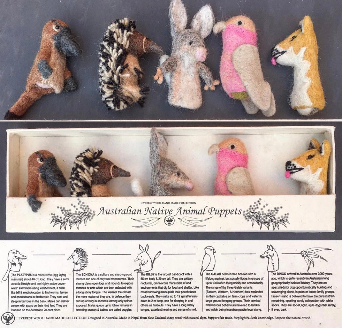 Australian Native Finger Puppet Set Platypus Gang My Hardie