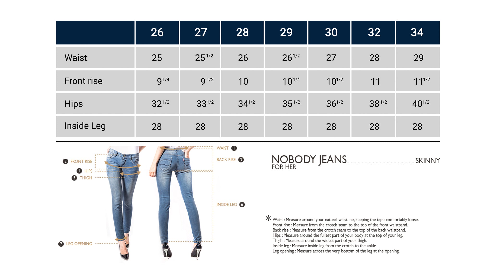 Womens Jeans Size Chart Conversion Sizing Guide Vlrengbr