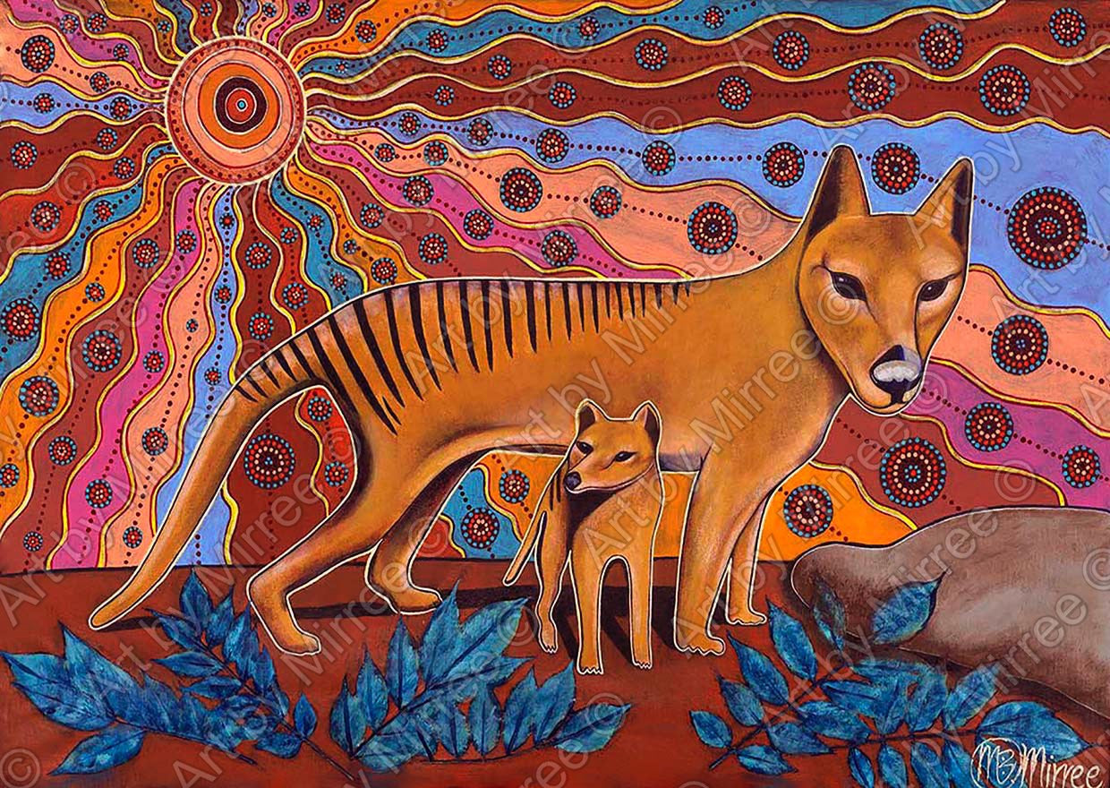 Thylacinetasmanian Tiger Spirit Dreaming Giclee Aboriginal Art Print