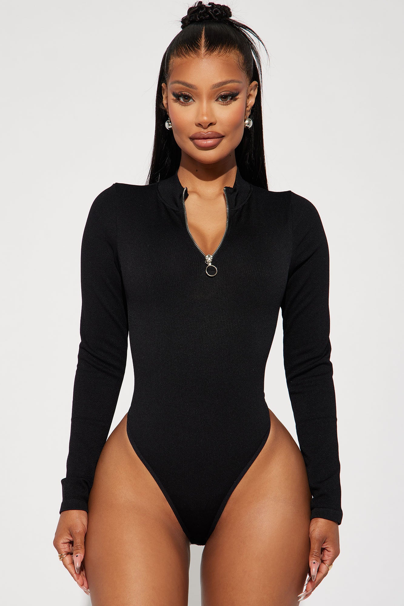 Alex Long Sleeve Seamless Bodysuit Black Fashion Nova