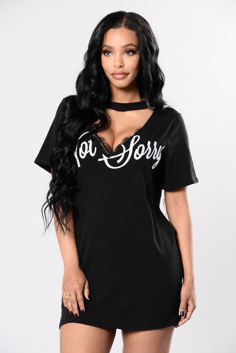 Not Sorry Tee Black Fashion Nova Screens Tops And Bottoms