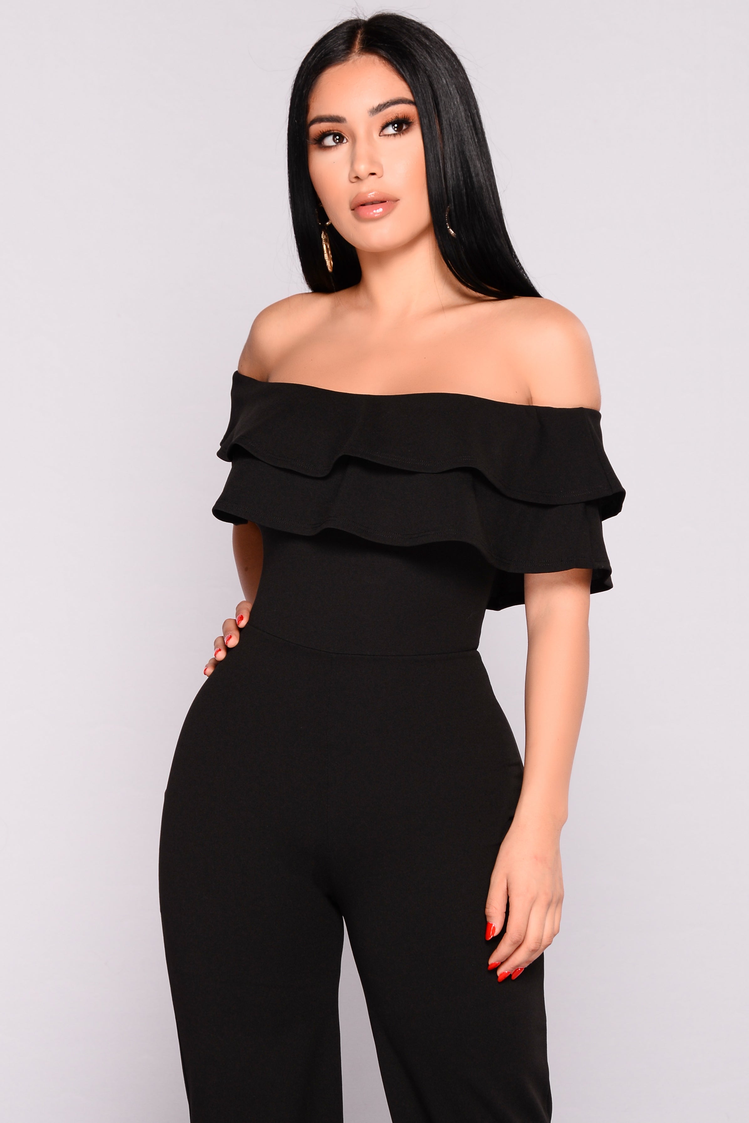 Ready To Ruffle Jumpsuit Black Fashion Nova