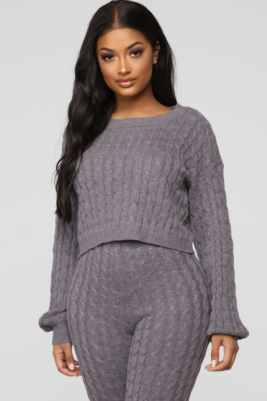 Sweater Sweetie Pant Set Heather Grey Fashion Nova