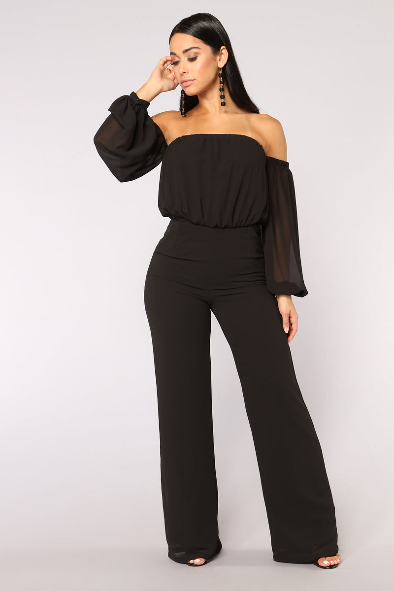 Lorena Off Shoulder Jumpsuit Black Jumpsuits Fashion Nova