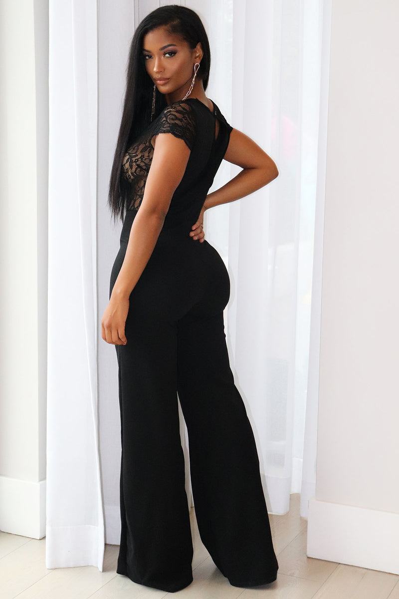 Lovely Lace Jumpsuit Black Fashion Nova Jumpsuits Fashion Nova