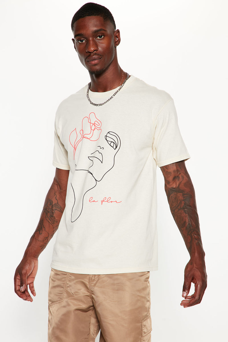 La Flor Short Sleeve Tee Cream Fashion Nova Mens Graphic Tees