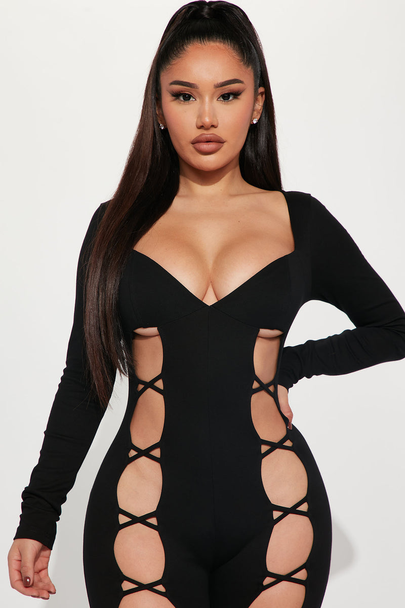 Kassandra Lace Up Jumpsuit Black Fashion Nova Jumpsuits Fashion Nova