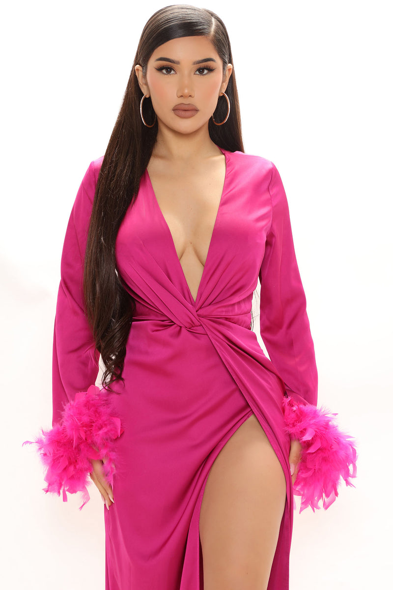 Feeling Spoiled Satin Maxi Dress Magenta Fashion Nova Dresses