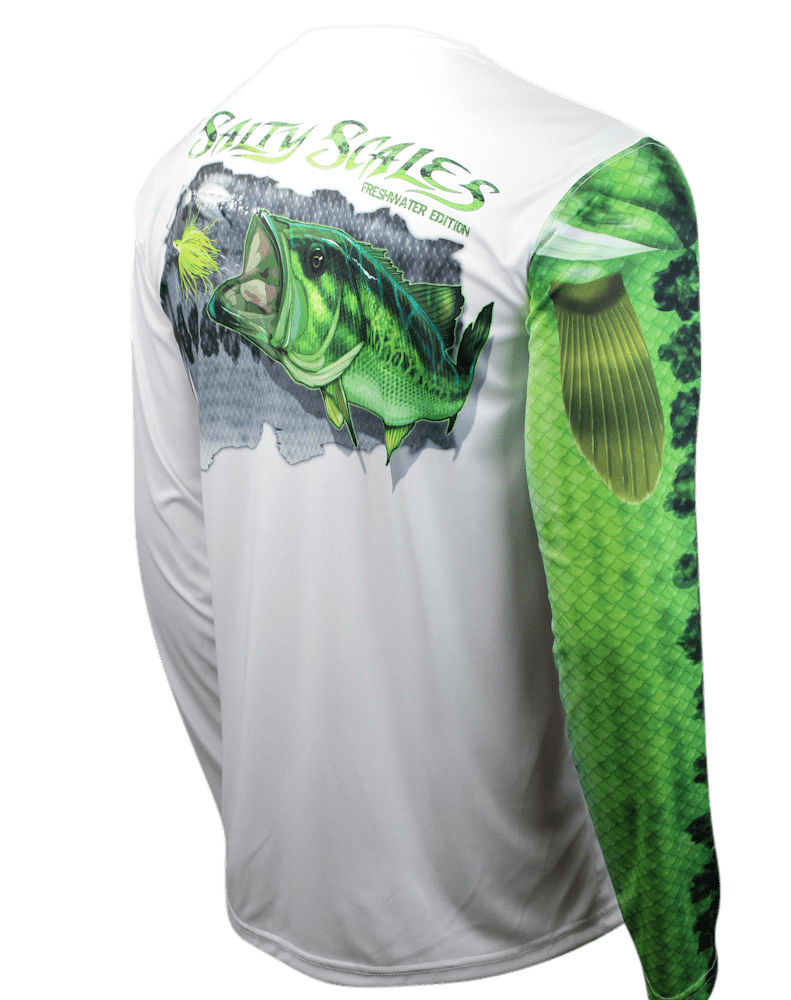 Largemouth Bass Long Sleeve Fishing Shirt For Men Salty Scales