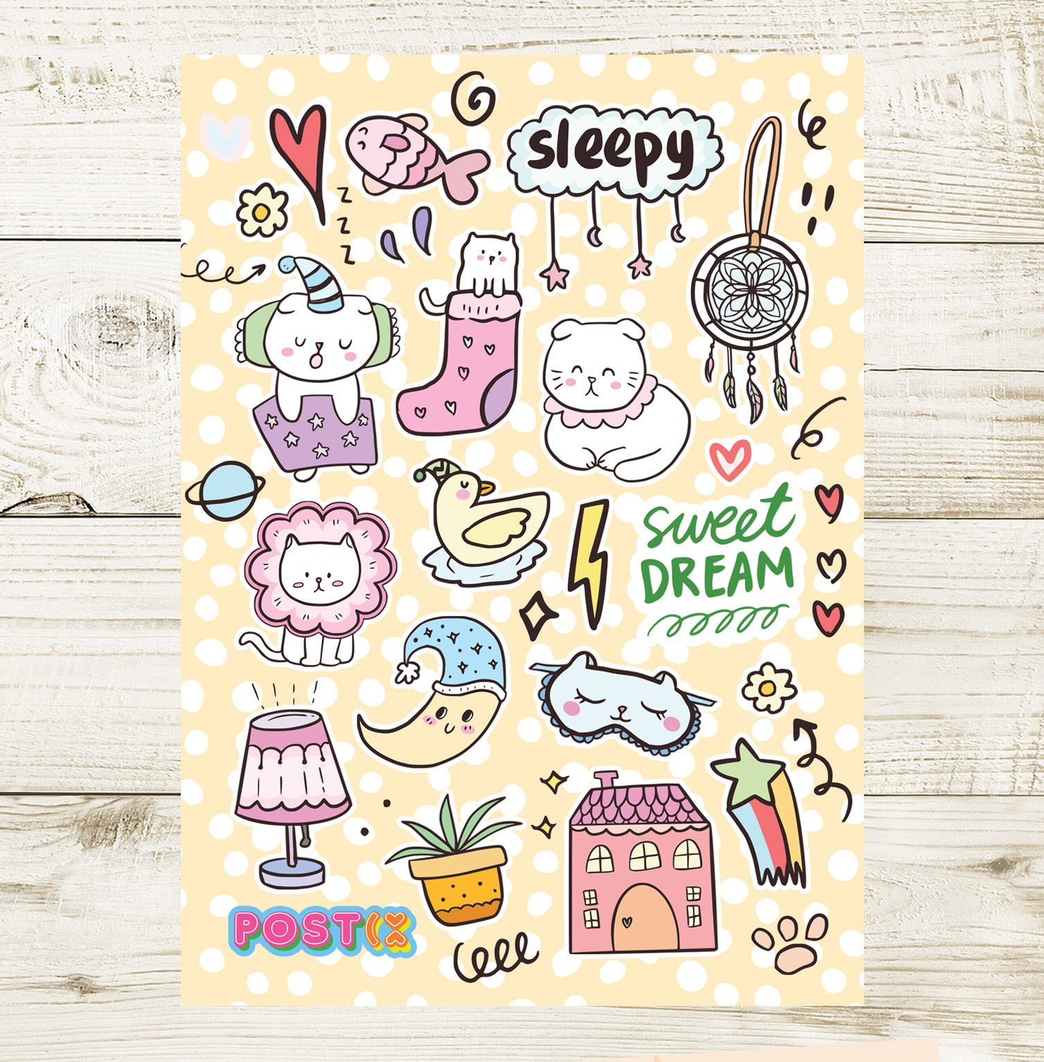 Cat Naps A6 Sticker Sheet Postix Sticker Club