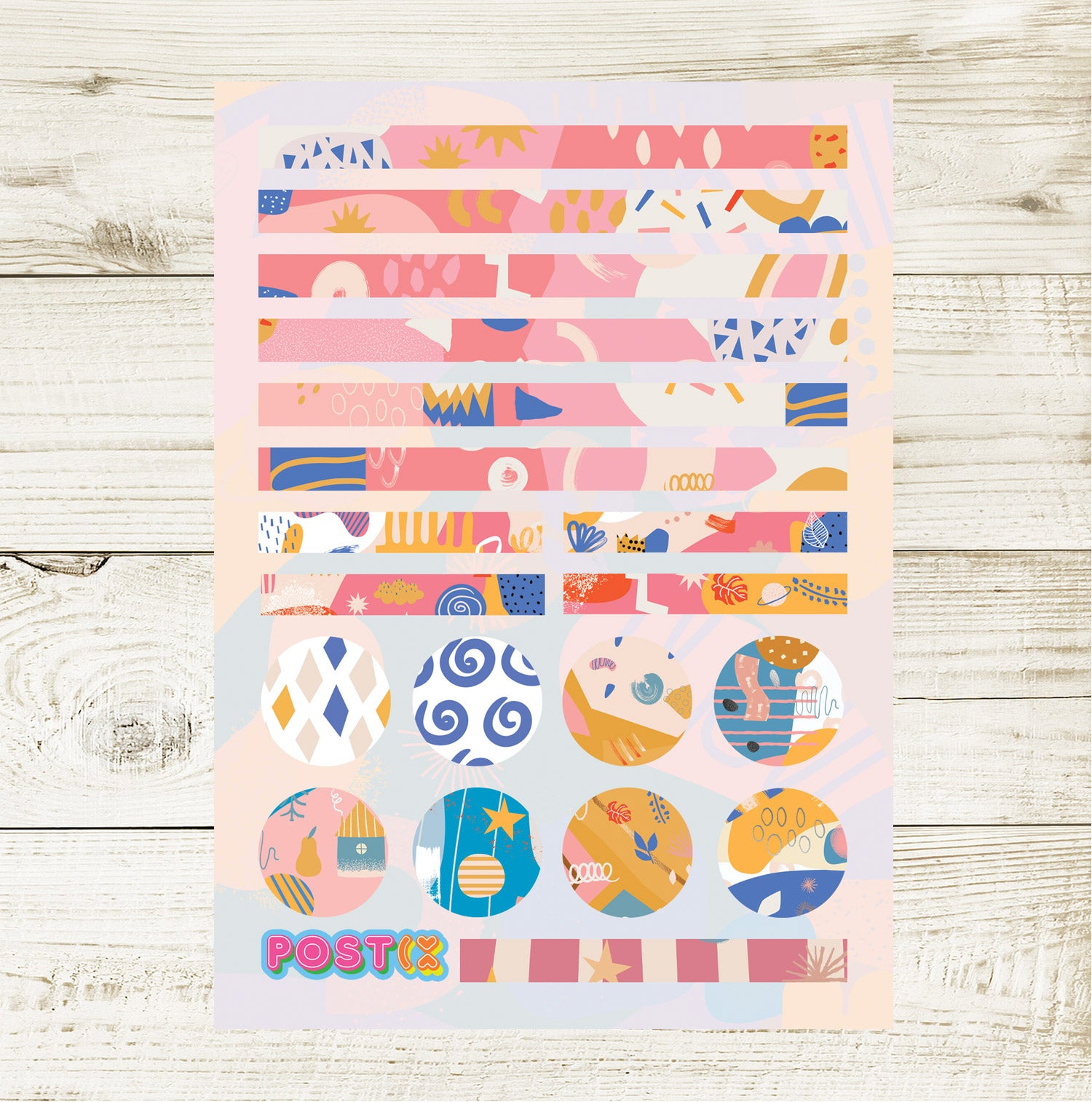 Pink Abstract Print A6 Sticker Sheet Twin Pack Postix Sticker Club