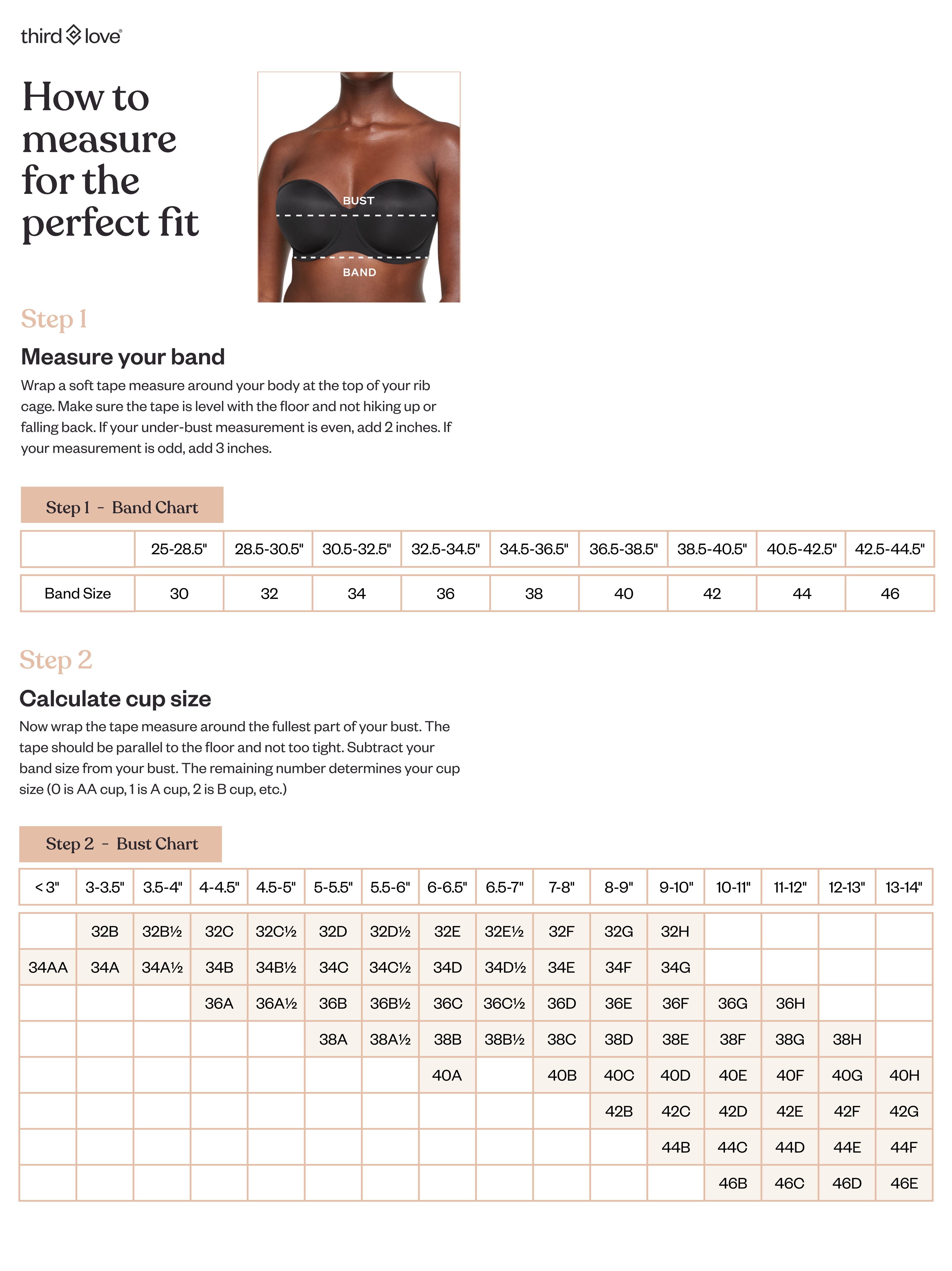 Thirdlove Bra Size Chart Find The Perfect Bra For Your Cup Size