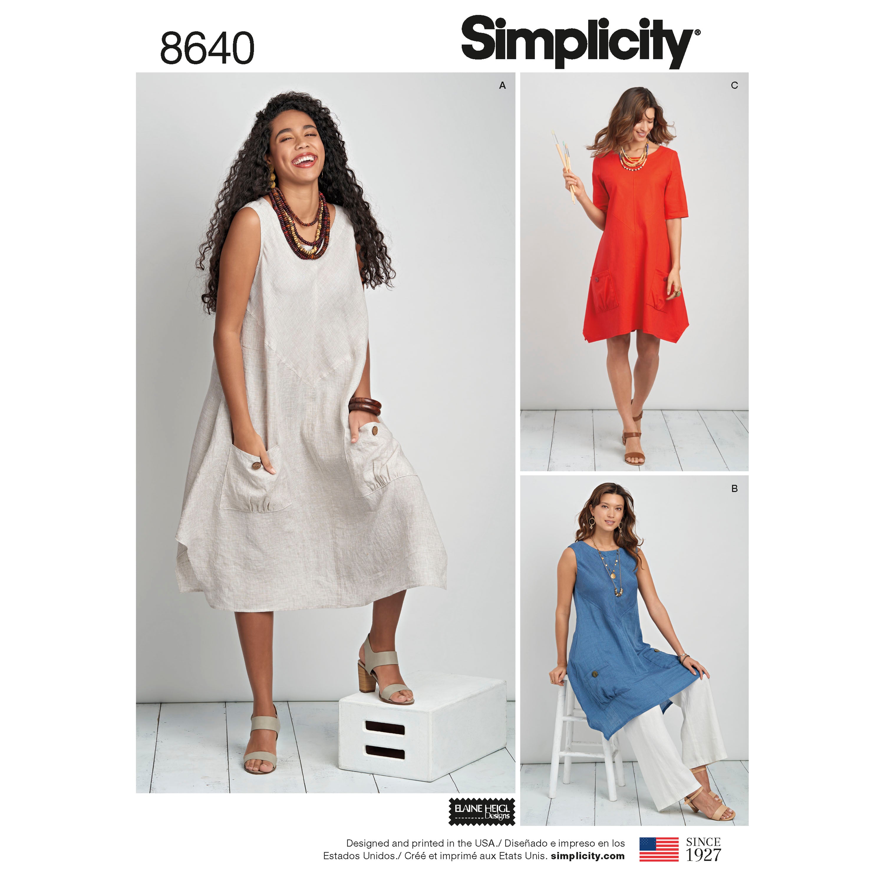 Simplicity 8640 Womens Plus Size Dress Or Tunic Sewing Patterns