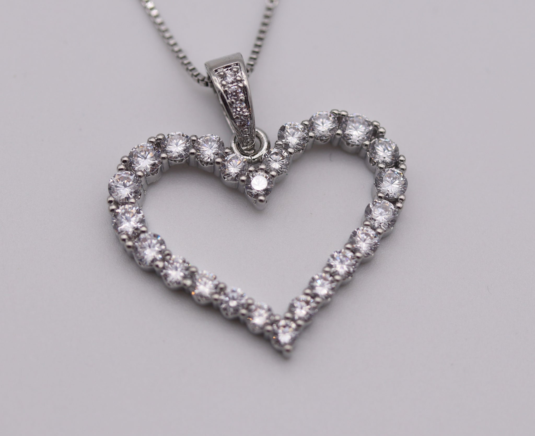 Cubic Zirconia Heart Necklace Gold And Silver Options