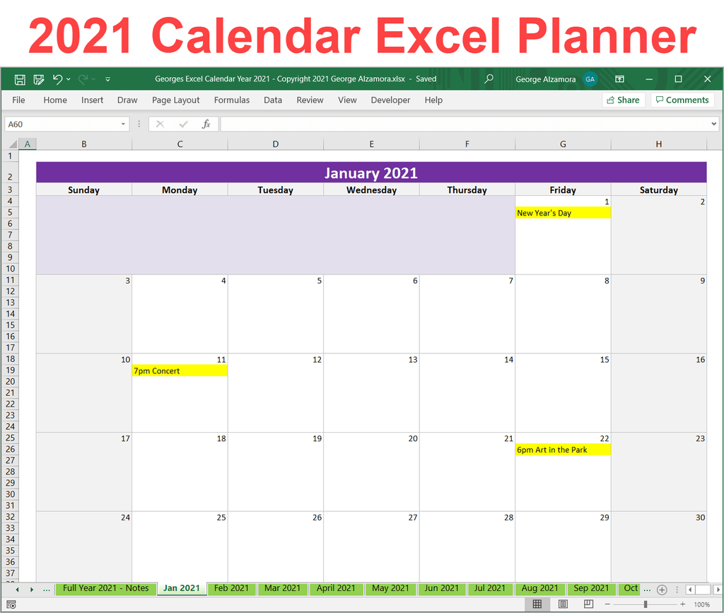 Excel Calendar Template 2021 Customize And Print