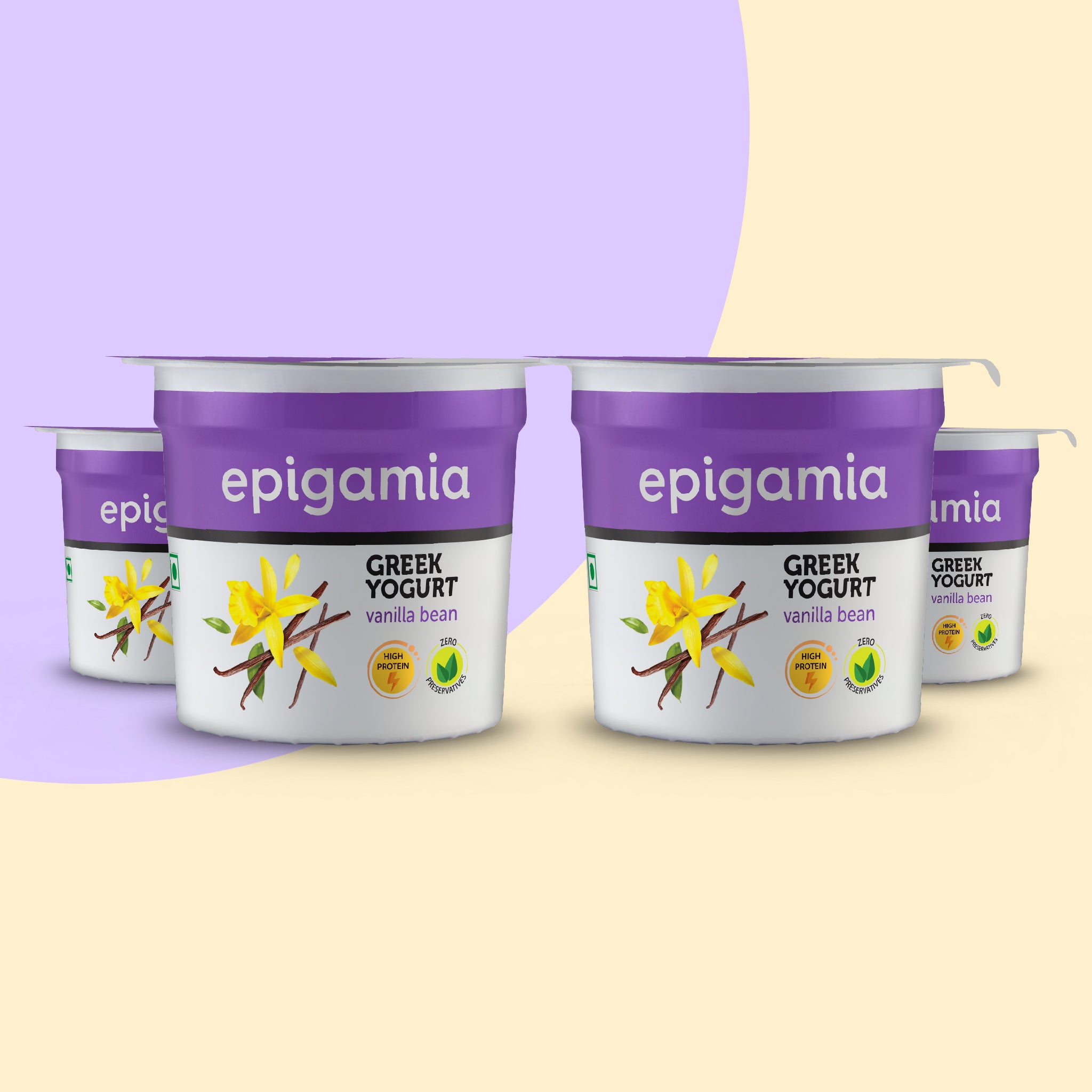 Greek Yogurt Vanilla Bean 85 Gm Each Pack Of 4 Epigamia