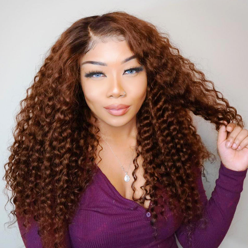 Hot Beauty Hair Chestnut Brown Closure Lace Wig Deep Wave Hot Beauty Hair