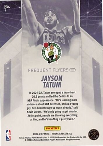 Jayson Tatum 2022 2023 Hoops Frequent Flyers Series Mint Card 7 The