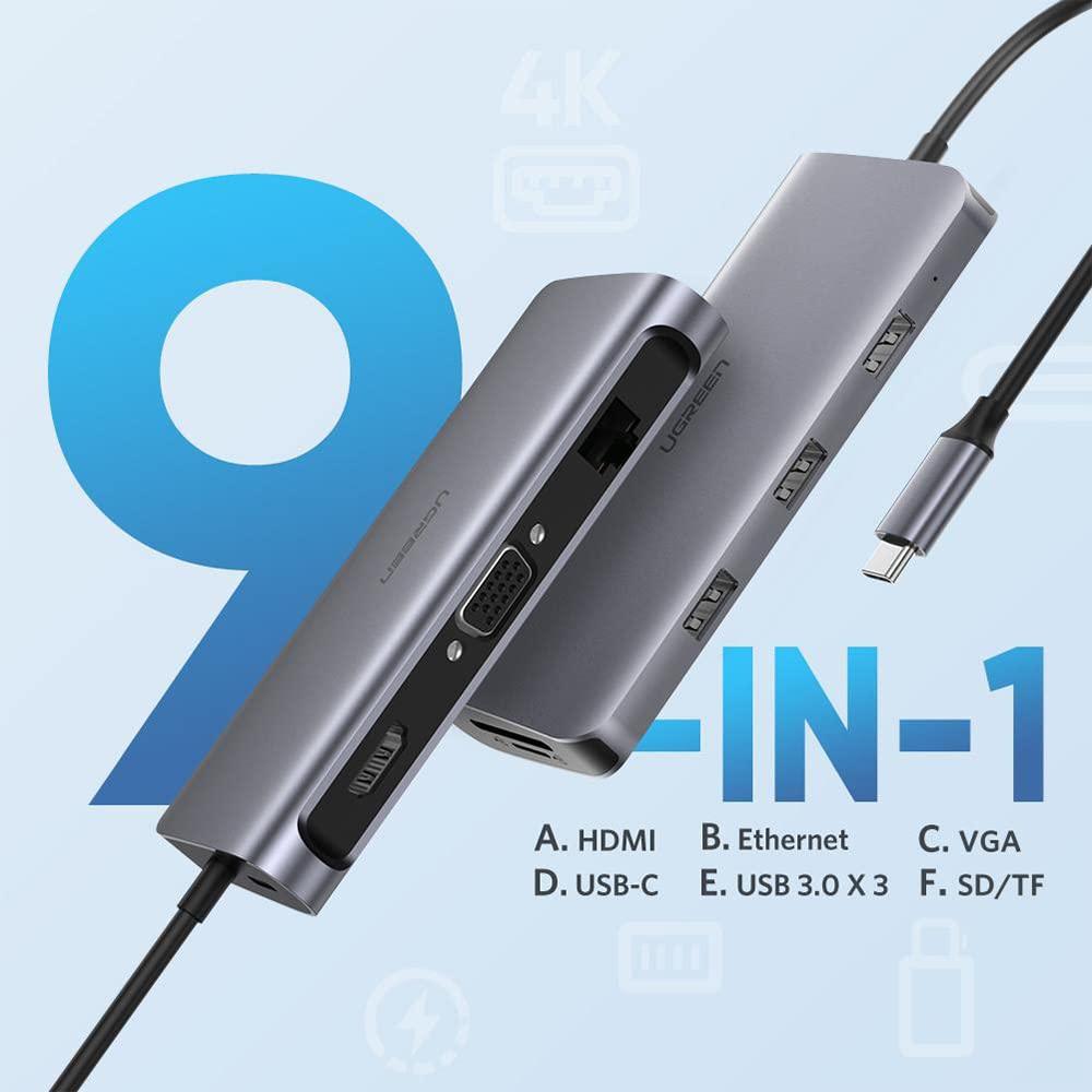 Datablitz Ugreen Usb C 9 In 1 Multifunctional Adapter Gray Cm179