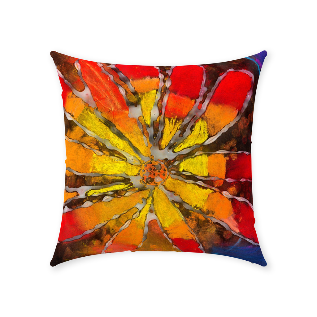 Multicolor Flower Throw Pillow Fresh Artists