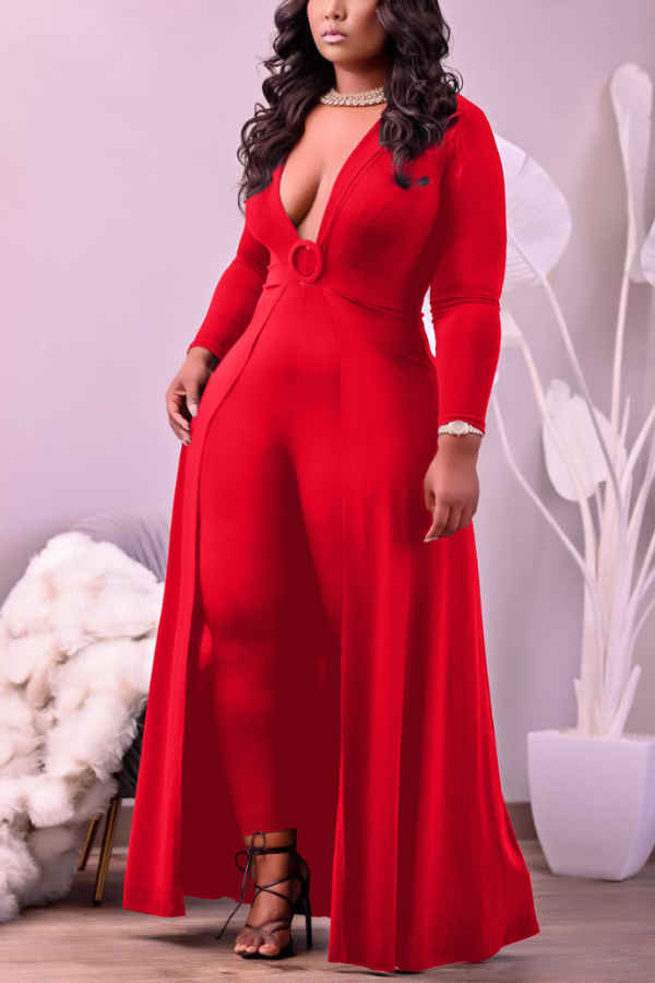 Sexy Deep V Neck Curves Dress Jumpsuit Myfancylife