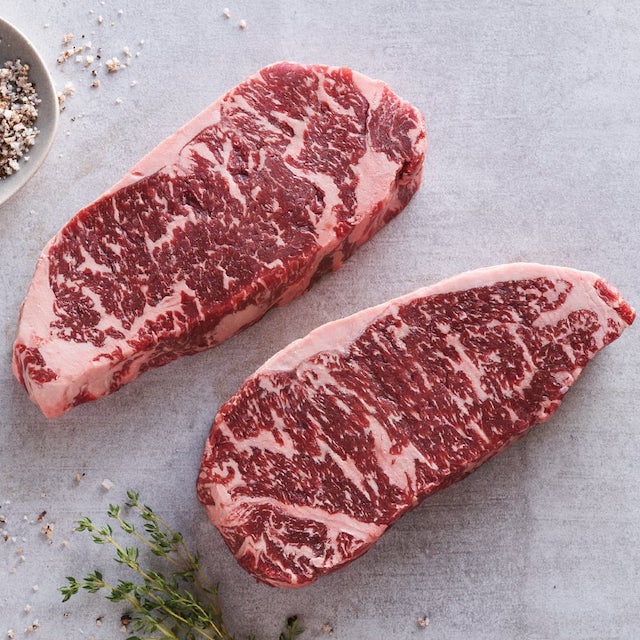 Wagyu New York Strip Steaks Chefs Box By Land And Sea