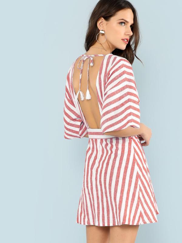 Red Stripe Mini Dress Boho Buys