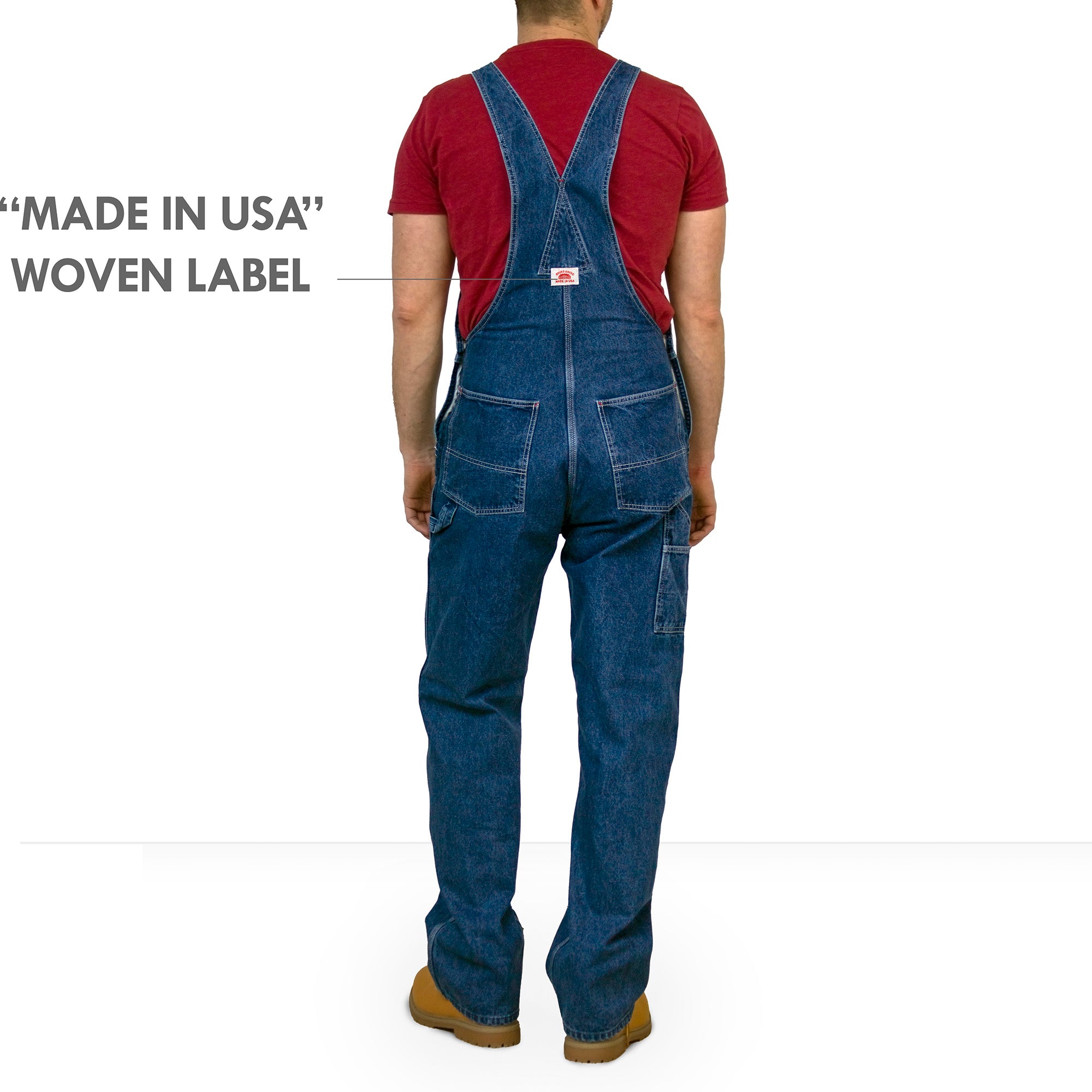 699 Round House Made In Usa Stone Washed Blue Denim Overalls Round