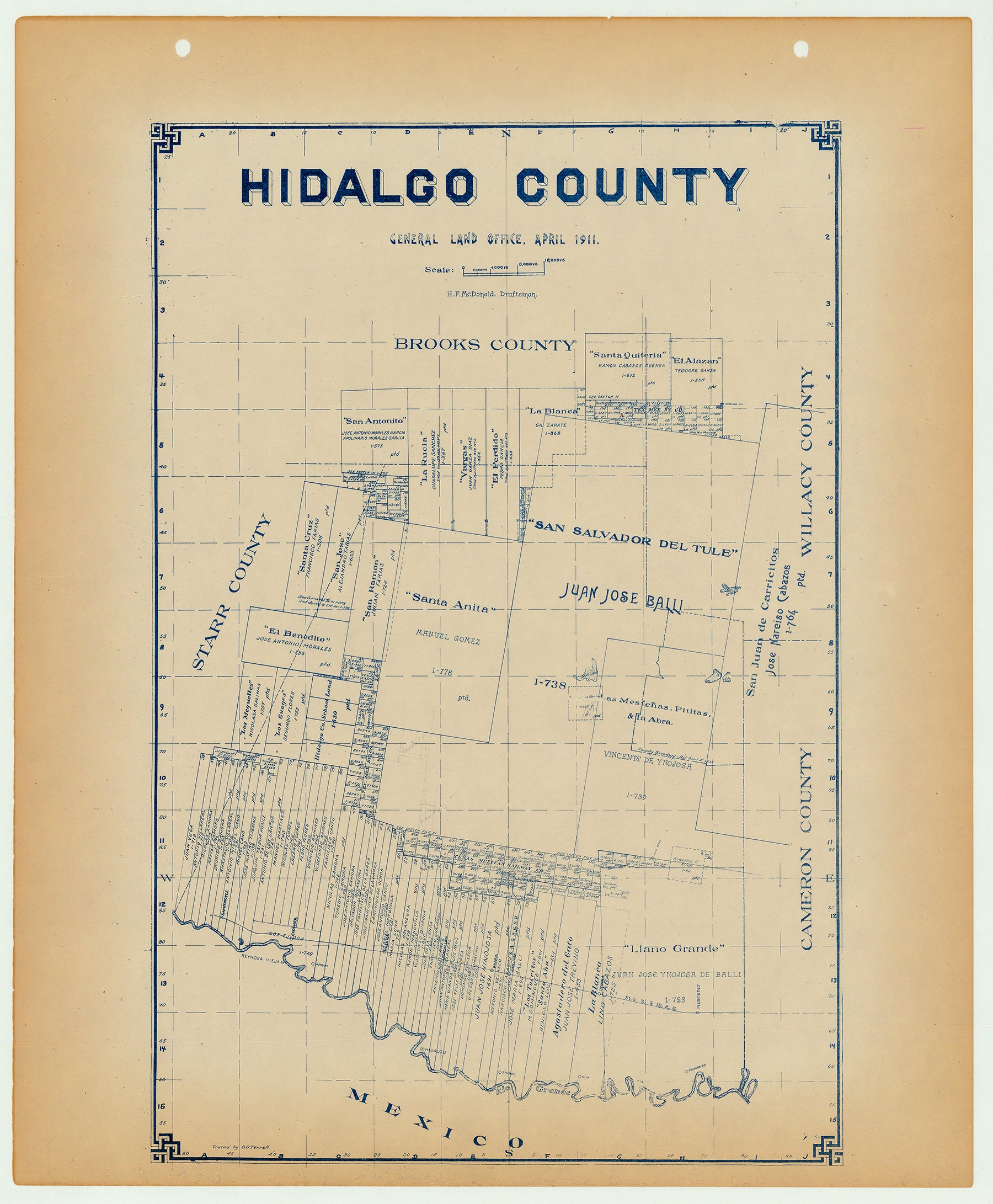 Hidalgo County Texas General Land Office Map Ca 1926 The