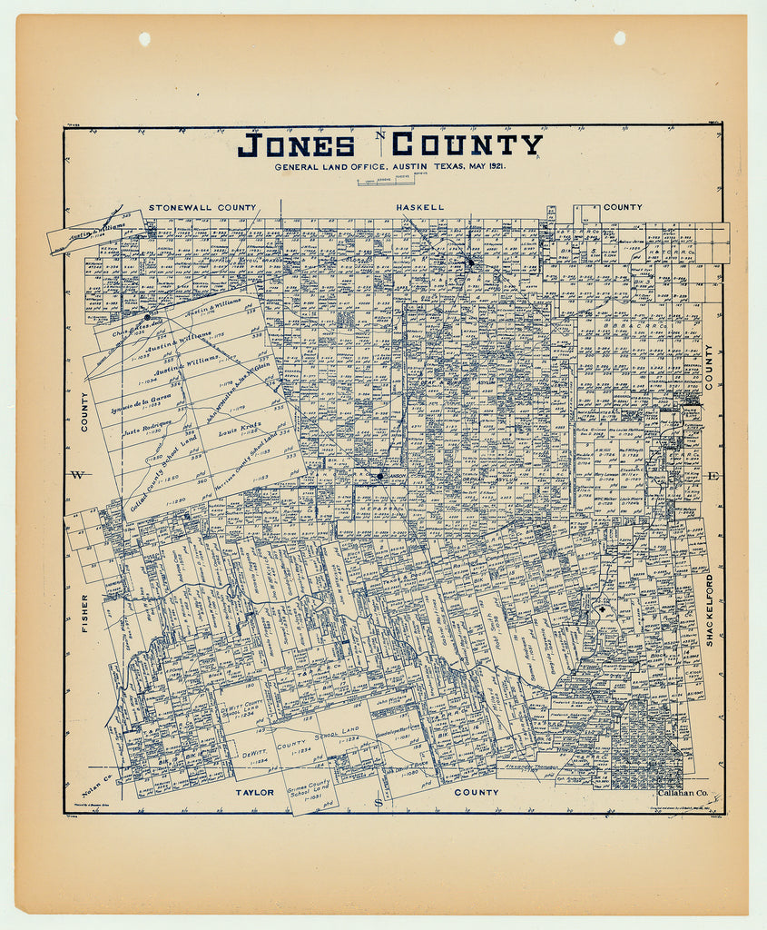 Jones County Texas General Land Office Map Ca 1926 The Antiquarium