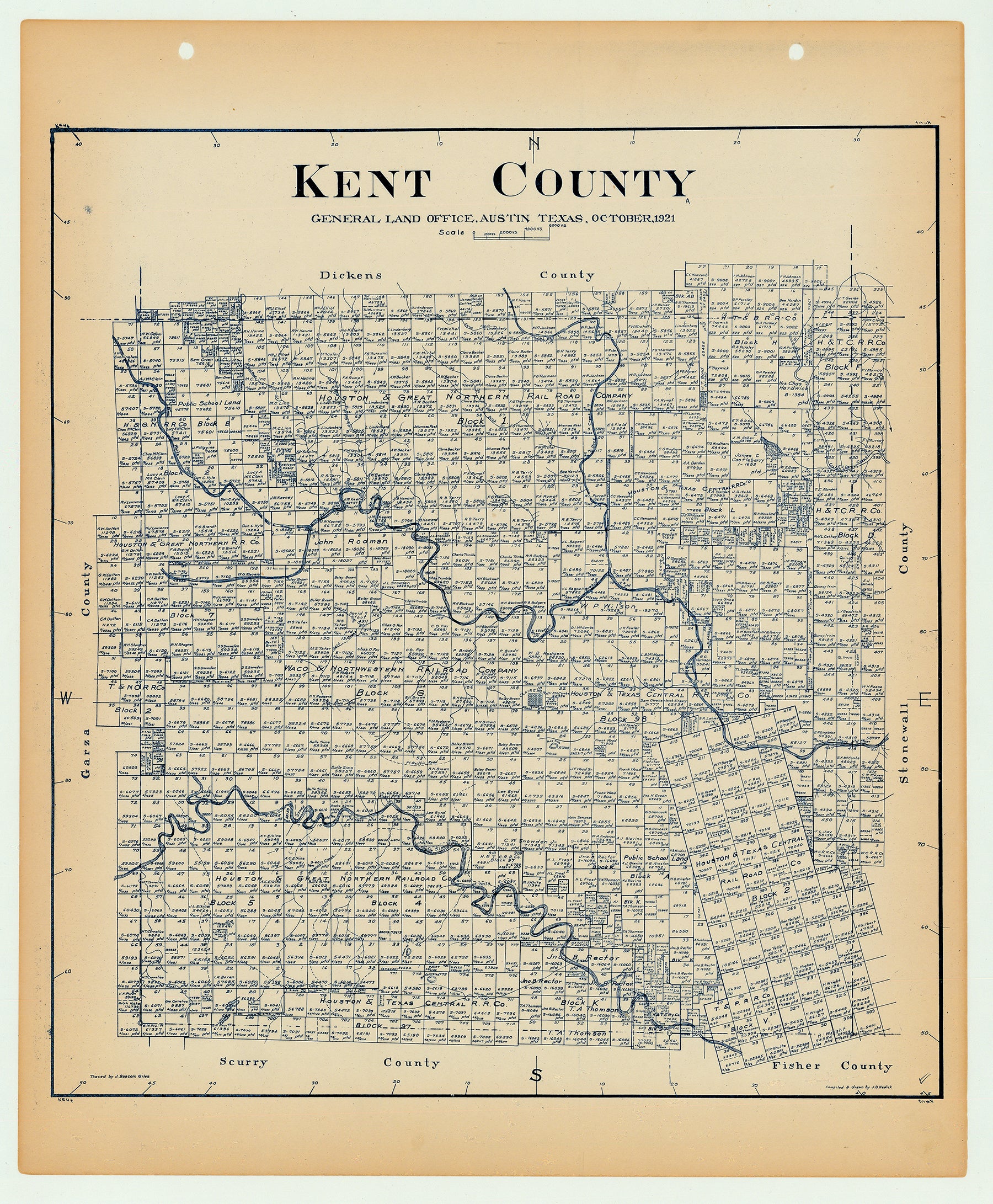 Kent County Texas General Land Office Map Ca 1926 The Antiquarium