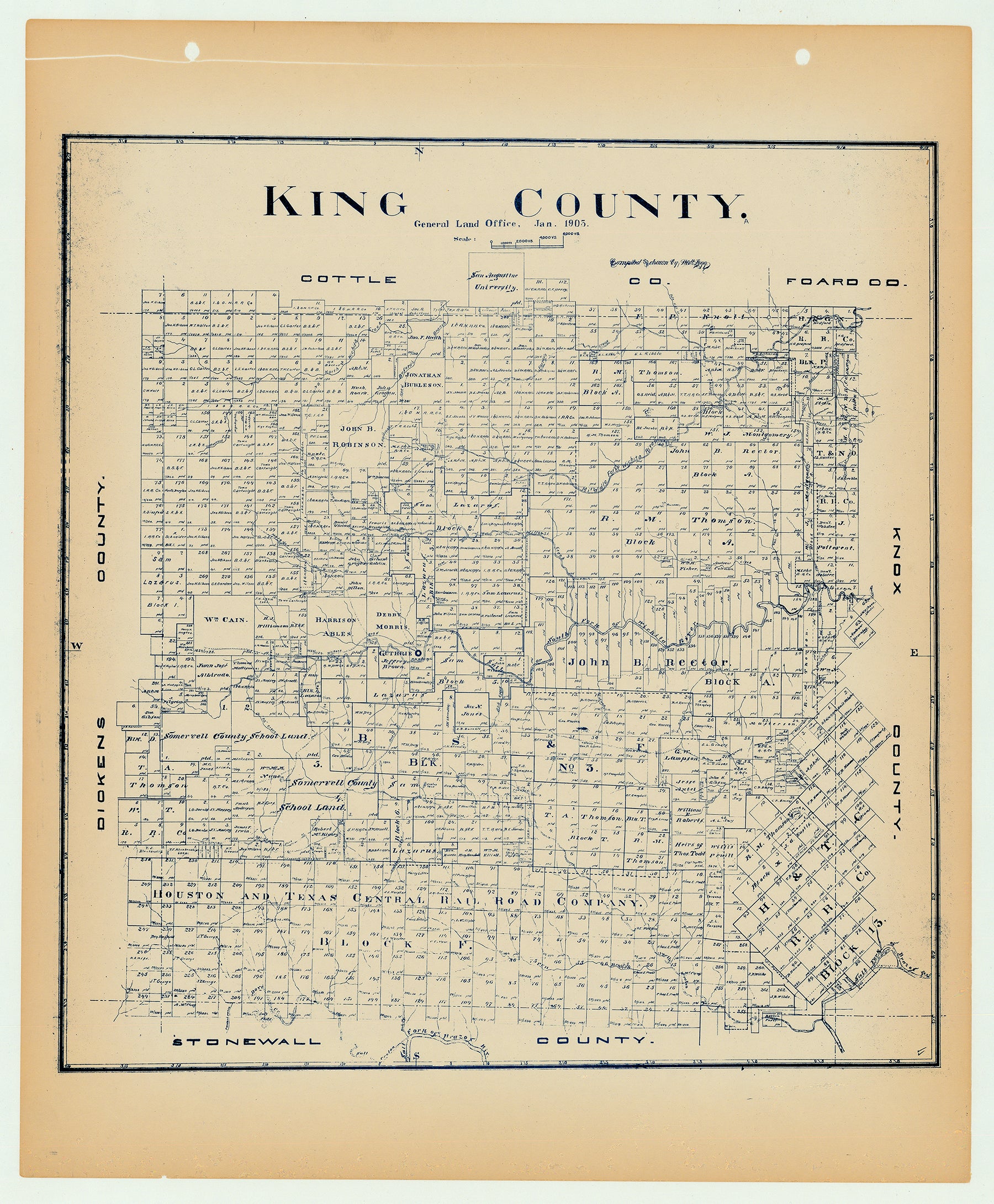 King County Texas General Land Office Map Ca 1926 The Antiquarium