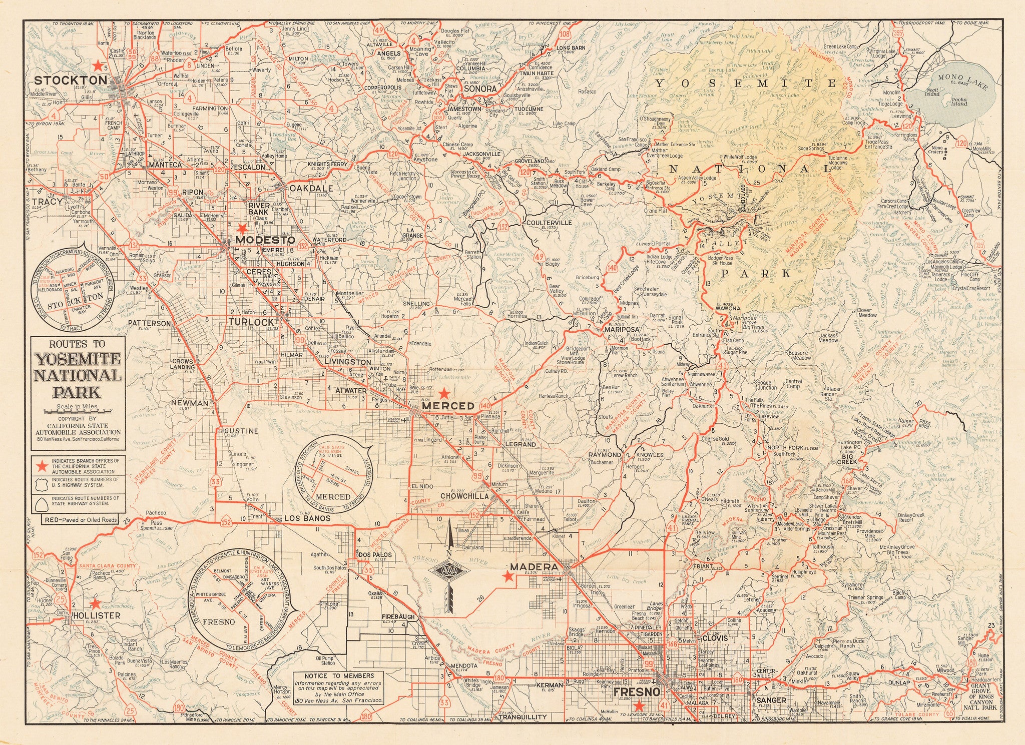 Vintage California Road Map Date 1940 New