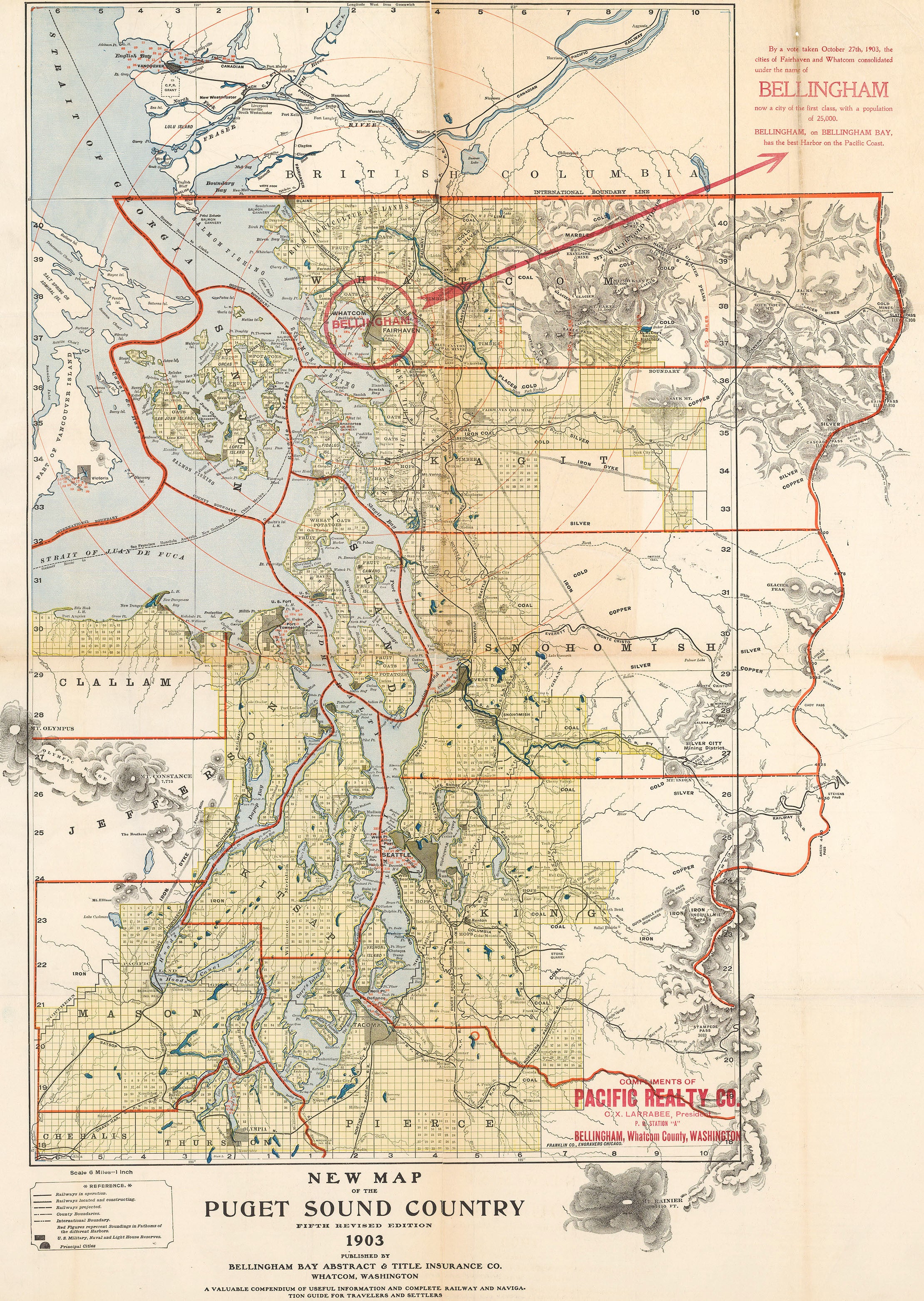 New Map Of The Puget Sound Country 5th Revised Edition 1903