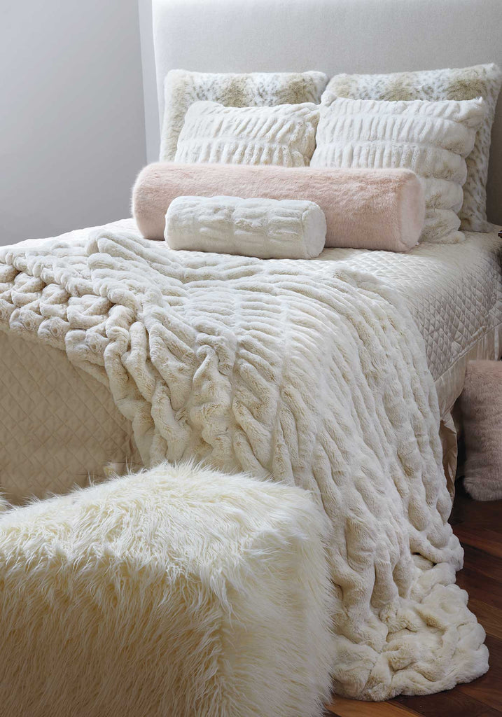 Ivory Mink Faux Fur Throw Laurier Blanc Unique Home Decor From