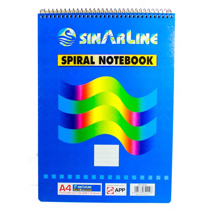 Sinarline Top Spiral Notebook A4 56gsm 70 Sheets Line Ruled In Qatar