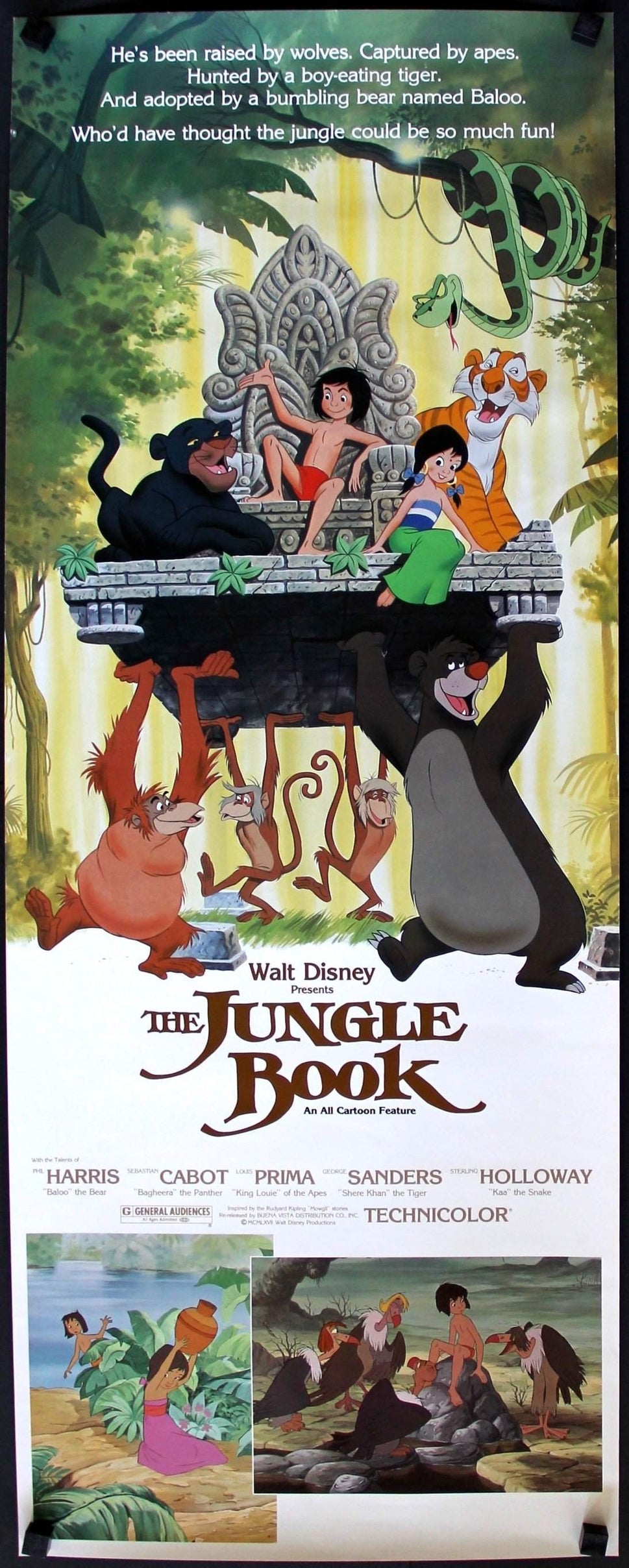 The Jungle Book 1967 Original R84 Insert Movie Poster 14 X 36