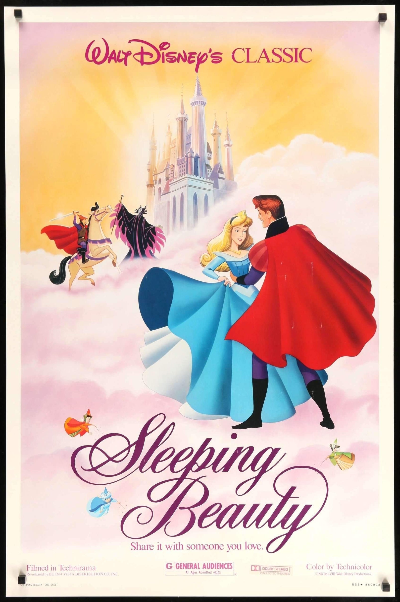 Sleeping Beauty 1959 Original R86 One Sheet Movie Poster 27 X 41