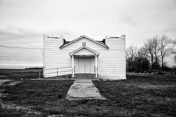 Small Southern Church In The Mississippi Delta Landscape Black And