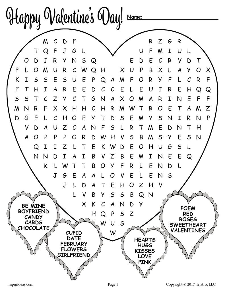 Printable Valentine Word Searches